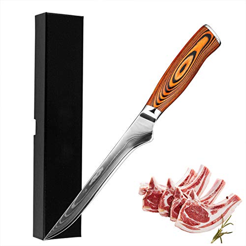 XT XITUO 6- inch Boning Knife with Fillet-Flexible Curved-Blade, Japanese VG10 Damascus Steel Perfect Fish Fillet knife, Razor Sharp Edge, Corrosion Resistant
