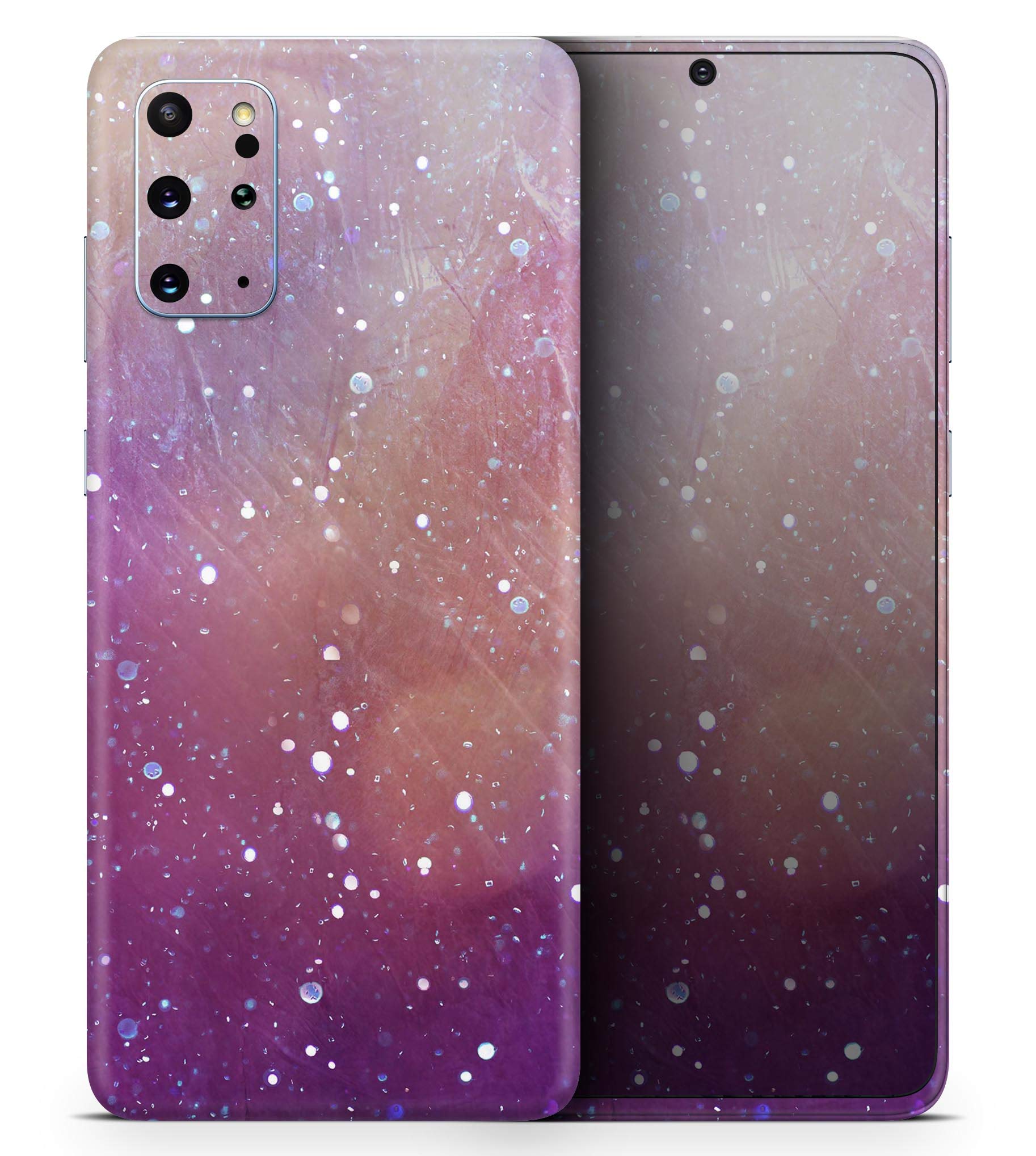 DesignSkinz The Grungy Purple and Orange Scratched Surface Protective Vinyl Decal Wrap Skin Cover Compatible with The Samsung Galaxy S20 (Screen Trim & Back Glass Skin)