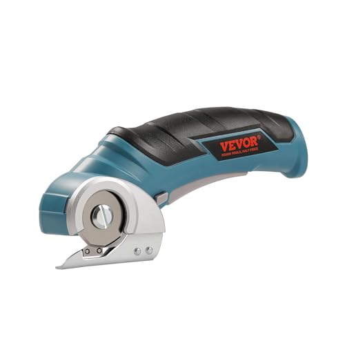 VEVOR Cordless Electric Scissors, 3.6V 2000mAh Mini Electric Rotary Fabric Cutter, 1.6" Sharp Blade, with Replacement Blade and Battery Charger, for Cutting Carpet, Cardboard, Leather, Paper, Plastic