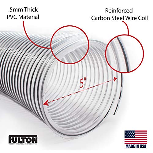 5" x 10' (5 inch diameter by 10 feet long) Ultra-Flex Clear Vue Heavy Duty PVC Dust, Debris and Fume Collection Hose - MADE IN USA!