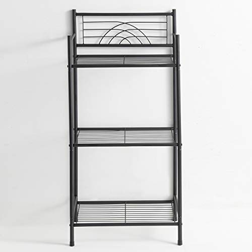 LEEDA 3-Tier Freestanding Multipurpose Storage Shelves Heavy Duty Metal Shelving Unit, Display Plants Flowers Bath Essentials, for Kitchen Bathroom Office, Black