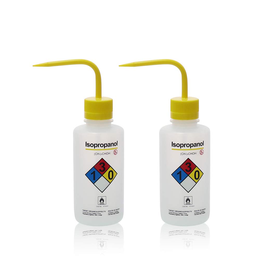 Labvida 2pcs of Safety Wash Bottles, Vol.500ml 17oz, Isopropanol Wash Bottle, LDPE Material, LVM003