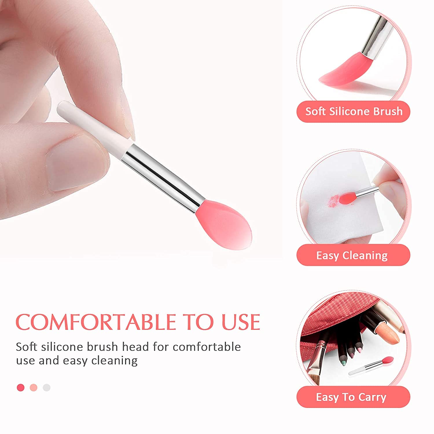 SALOCY Silicone Lip Brush,Lipstick Applicator Brushes,Makeup Brushes,9Pcs