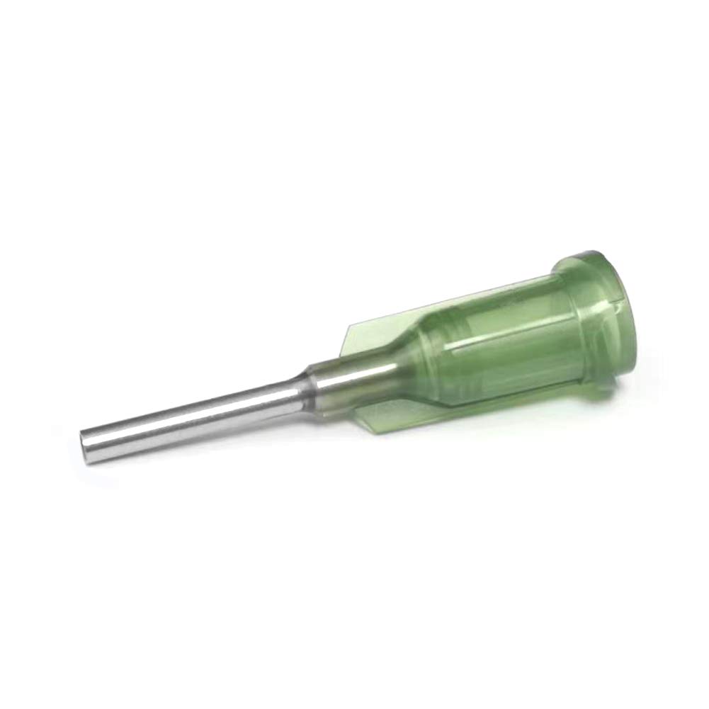 SANANTS - 14GA 1/2 Inch Dispensing Needle - Blunt Tip Luer Lock - Fluid Manifold Channel - 50 PCS,Olive