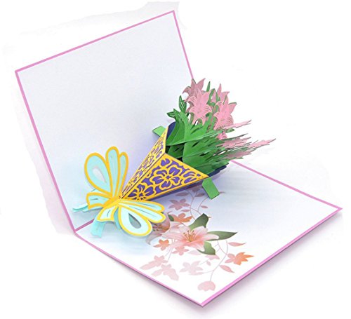 Flower Pop Up Cards 3D, Flower Greeting Card with Envelopes for All Occasions, Assorted 4 Flower Cards for Thanksgiving Birthday Christmas Valentine's Day Gift…