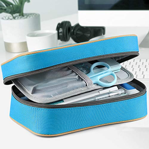 TTVALLEY Portable Pencil Case Large Capacity Pencil Pouch Pen Bag for Girl Boy Men Women (Blue)