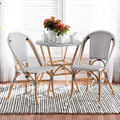Baxton Studio Genica Dining Chairs, Indoor and Outdoor, Black/White/Brown