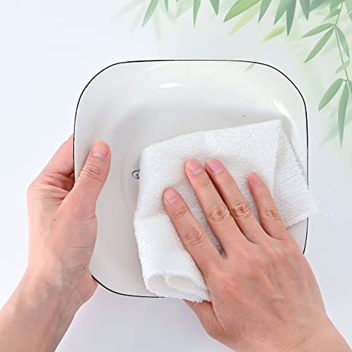 belhope Bamboo Kitchen Dish Cloths, Absorbent Quick Drying Reusable Cleaning Cloths, 9.8 x 9.8 Inches, 6-Pack, White