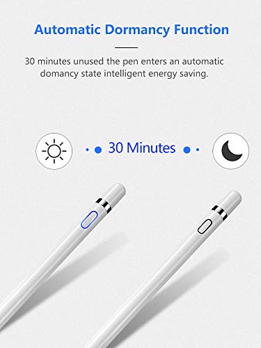 Stylus Pencil Compatible for Apple,Active Stylus Pen for Touch Screens, Rechargeable 1.5mm Fine Point Smart Pencil Compatible for iPhone iPad Android and Most Tablets on Touchscreen Devices (White)