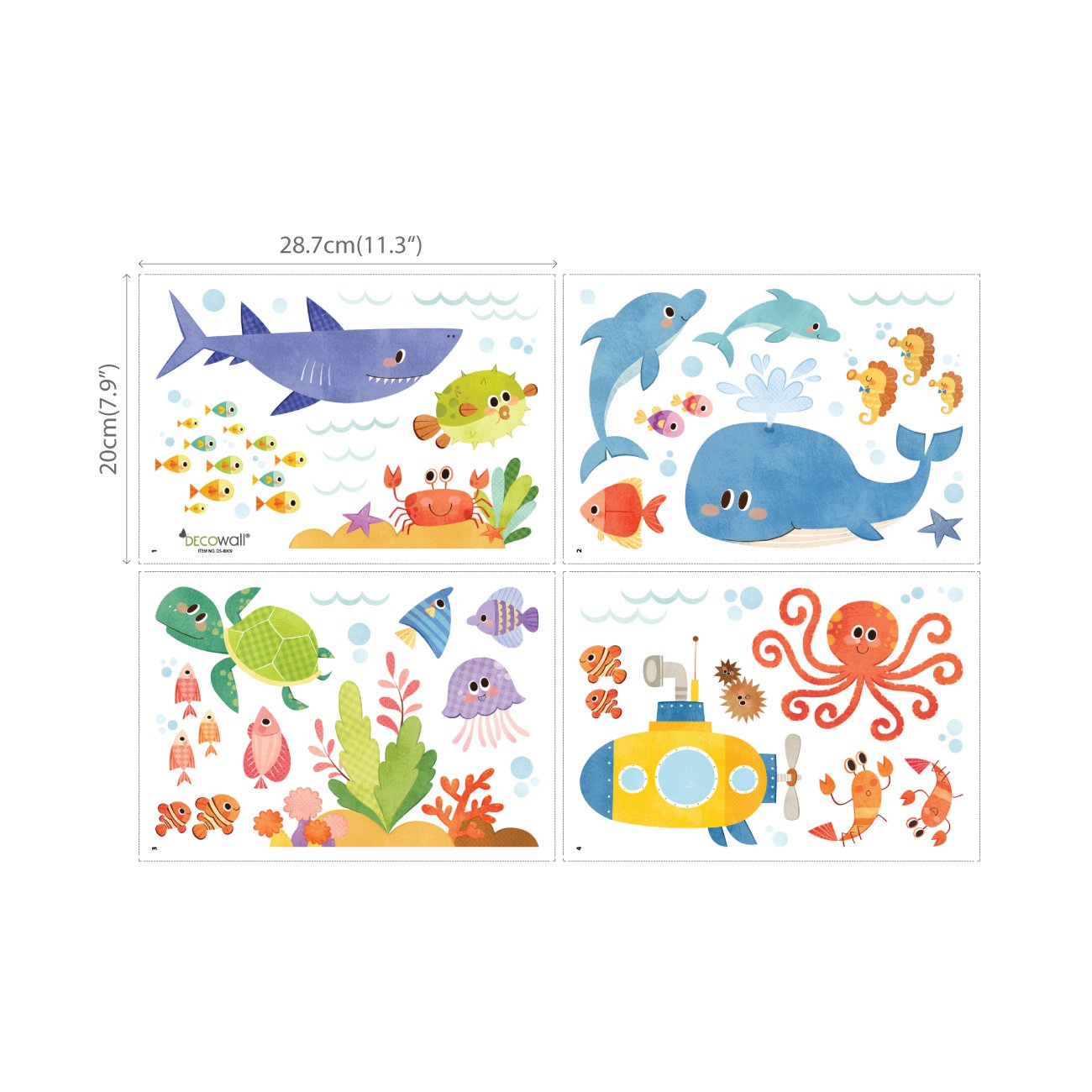 DECOWALL DS-8009 Sea Adventure Kids Wall Stickers Wall Decals Peel and Stick Removable Wall Stickers for Kids Nursery Bedroom Living Room (Small) d?cor