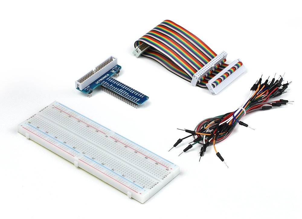 UCTRONICS GPIO Breakout Kit for Raspberry Pi Pico- Assembled Pi T- Type Breakout + 830 Tie Points Solderless Breadboard + 40 Pin Male - Female - Male Rainbow Ribbon Cable + 65pcs Jump Wires