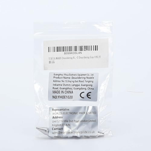 YIHUA #948N Desoldering Nozzles Set 4PCS Long-Life Type/ 0.8mm,1.0mm,1.2mm and 2.0mm (For YIHUA 948/YIHUA 948-II Desoldering Gun ONLY)