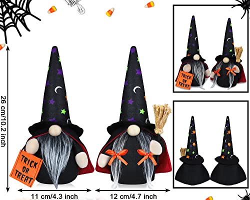 Halloween Decorations Indoor 2PCS Witch Halloween Gnomes Plush Decor, Mr & Mrs Handmade Tomte Swedish Gnome for Halloween Home Table Mantle Tiered Tray Decor, Halloween Trick or Treat Gifts