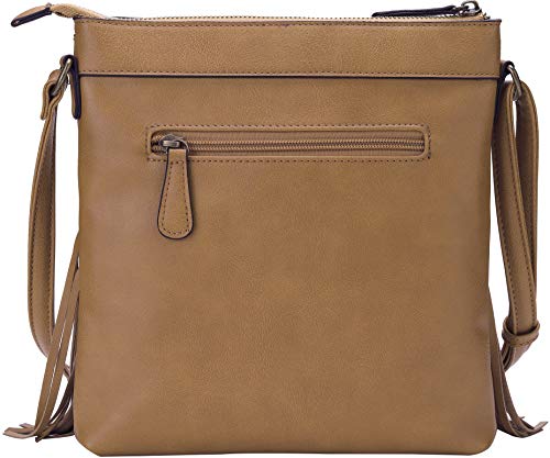 B BRENTANO Vegan Fringed Crossbody Bag with Studs (Mustard)