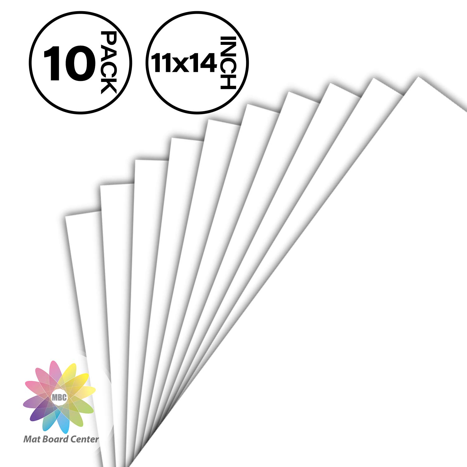 Mat Board Center, Pack of 10 11x14 White Uncut Mat Boards, Acid Free, 4-Ply Thickness, White Core, Great for Pictures, Photos, Framing Backing