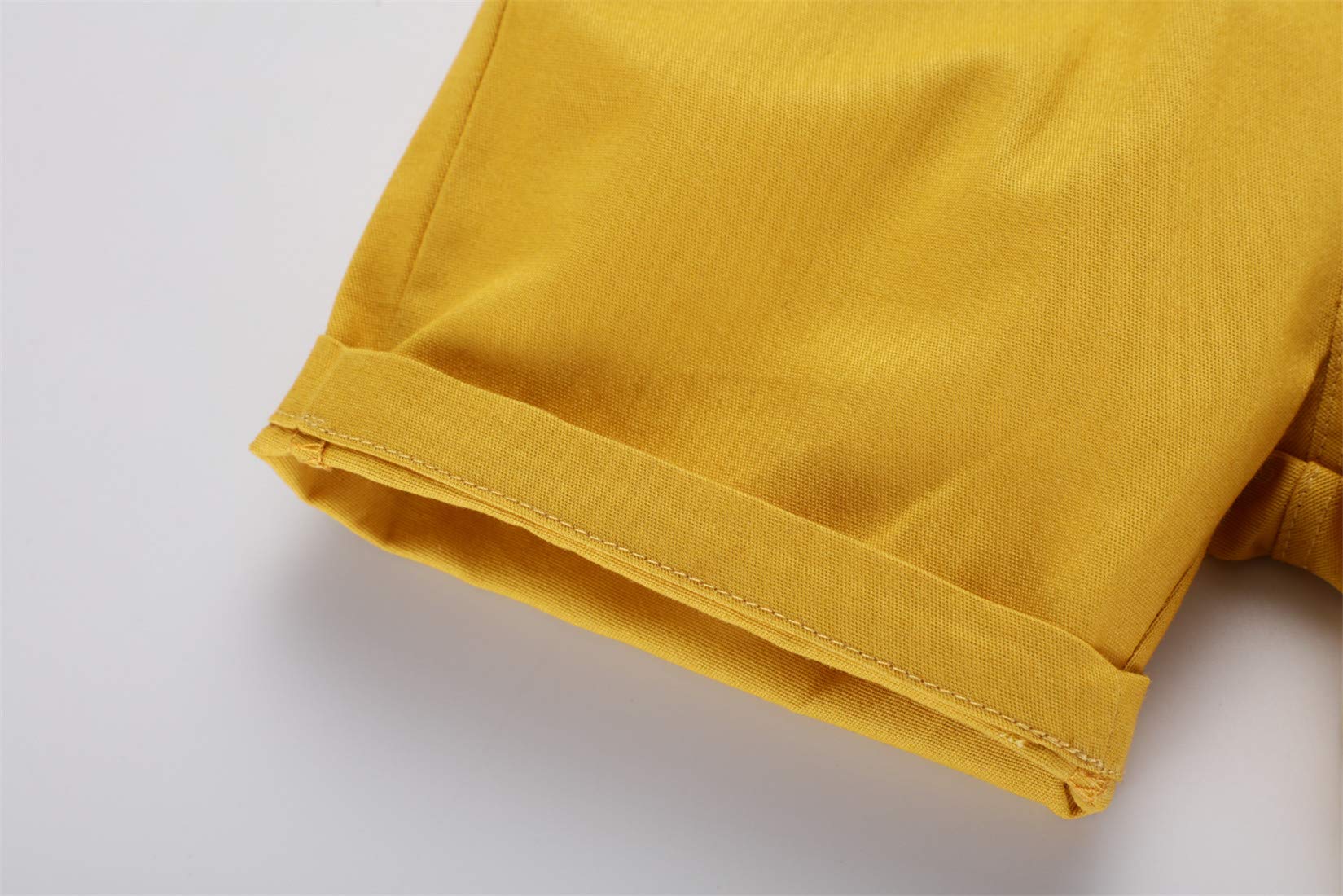 HILEELANG Baby Boys' Shorts 2-Pack Chino Short Summer Cotton Casual Pants with Pockets Yellow Green 2t