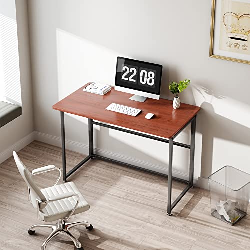 EUREKA ERGONOMIC Folding Computer Desk, Foldable for Home Office PC Study Writing Student, 43'', No Assembly Adjustable for Small Space, Cherry