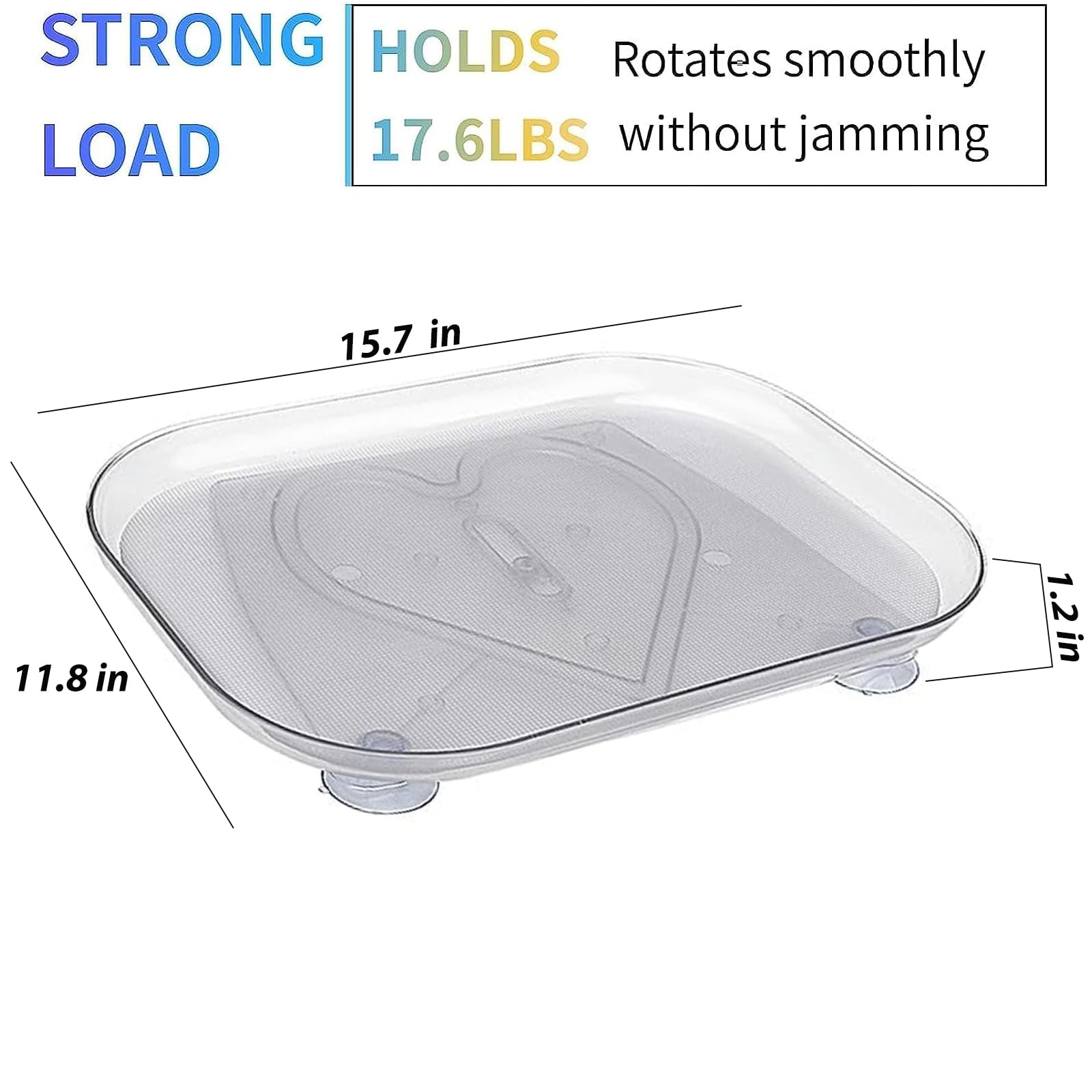 360 Rotating Lazy Susan Turntable Organizer for Refrigerator, Rectangular Transparent Fridge Organizers and Storage, Large Capacity Lazy Susans for Refrigerator Cabinet,Used for cabinets, tables, pant