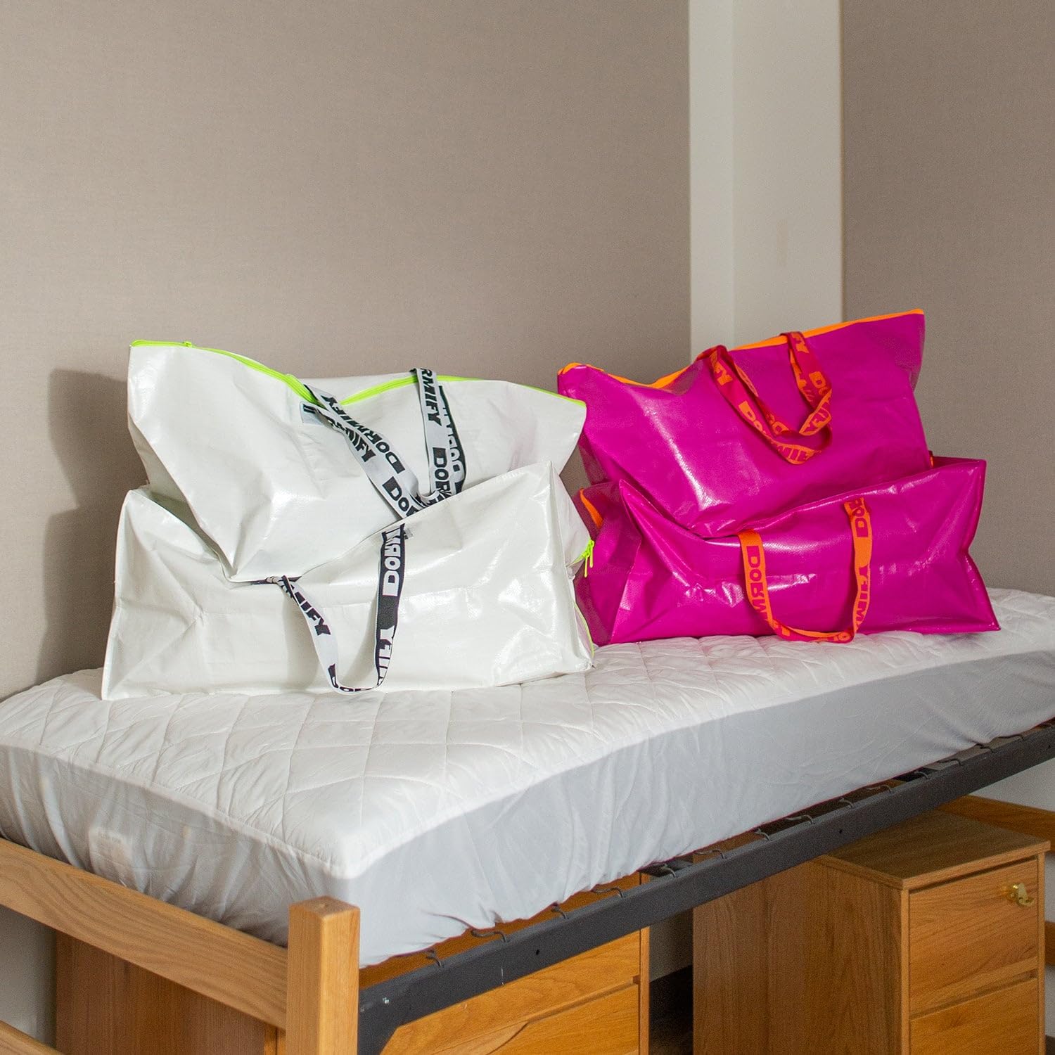 Dormify Storage Duffle Bag | White | Heavy Duty Moving Bag | Laundry Bag | Travel Bag | Waterproof with Comfortable Straps | Dorm & College Essentials | 2 Pack
