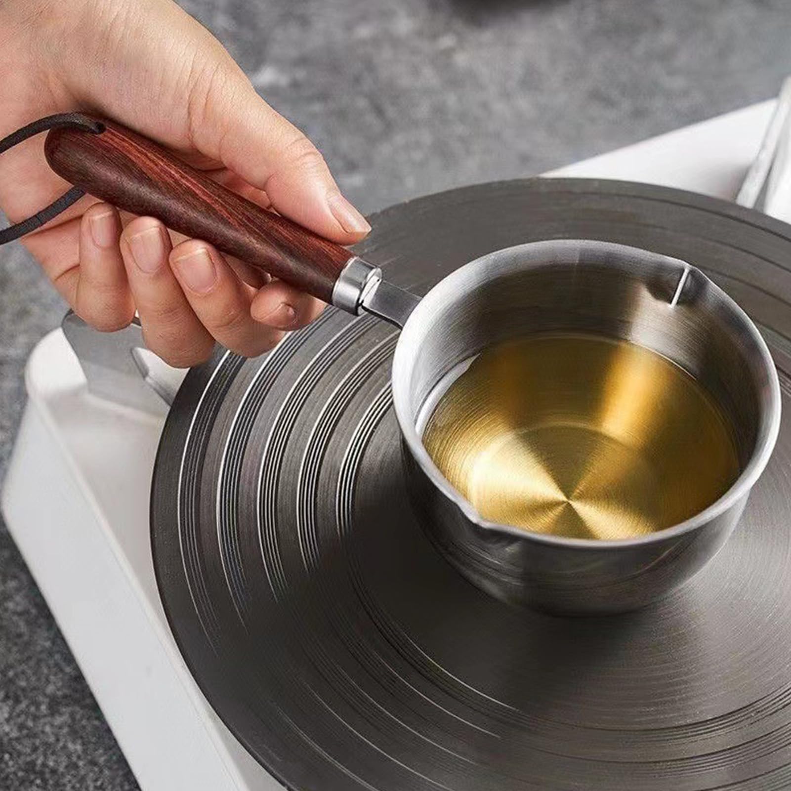 Mini Butter Warmer Pot 304 Stainless Steel 300ml Small Saucepan for Kitchen