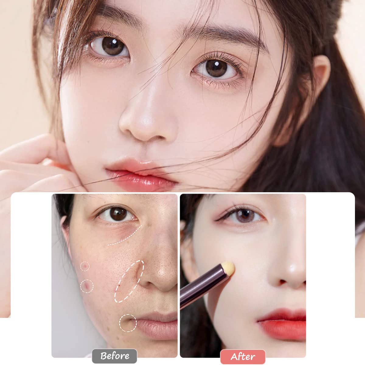 5PCS Round Tip Lipstick Smudge Brush, Lip Gloss Applicators Lipstick Brush, Makeup Lip Brushes, Artificial Fiber Portable Concealer Brush for Make Up