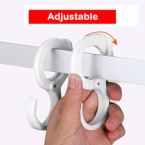 6pcs Plastic Multi-Purpose Rack Hooks S Hanging Hooks Hangers Organizer Clip Hook Table Edge Hook Cross Bar Hook Windproof Hook for Household Wardrobe Kitchen Portable Hook (White)