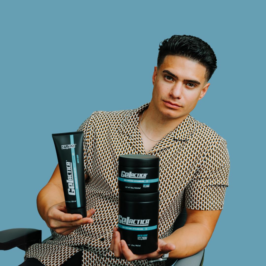 Gelactica Max Control Hair Gel for Men, Alcohol-Free, Strong Hold Styling Gel, Natural Extracts for Long-Lasting Hold and Shine, Slick Back Hair Style 8 Oz