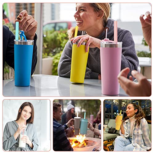 6Pcs Replacement Straws for 40oz Stanley Travel Tumbler, Long Replacement Straws with Cleaning Brush, 11.8 Inch Reusable Silicone Straws Compatible with Stanley 40oz Cup