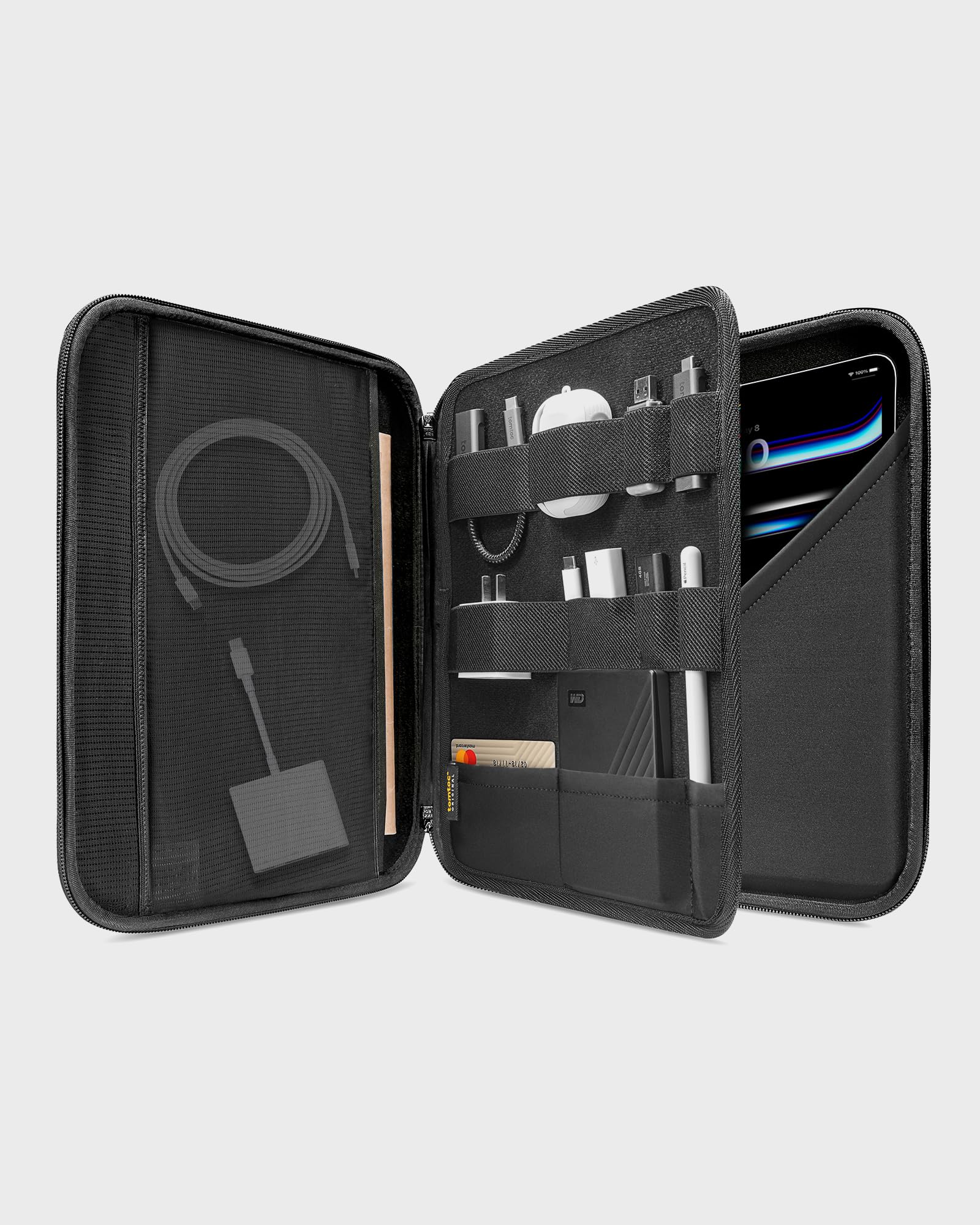 tomtoc Portfolio Case for 13 Inch iPad Pro M4 2024 & iPad Air M2, 12.9-in iPad Pro M2/M1, Protective Sleeve with Accessories Pocket, Carrying Storage Bag for iPad Pencil Pro/Adapter/Magic Keyboard