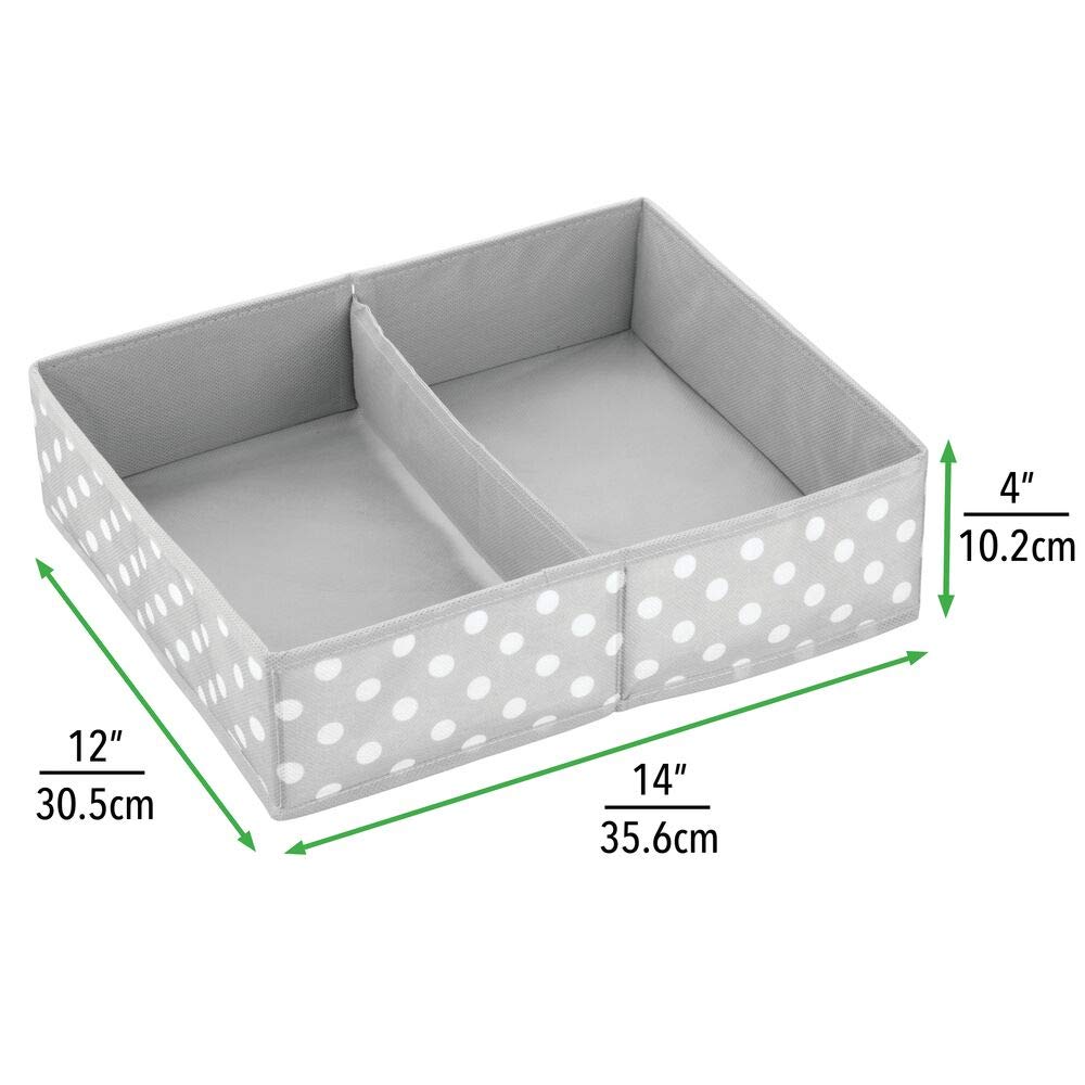 mDesign Fabric Drawer Organizer Bin Dividers for Baby Nursery Dresser, Closet, Organization - Bins Hold Clothes, Diapers, Cream, Toy, Blankets - 3 Pack, Gray/White Polka Dot