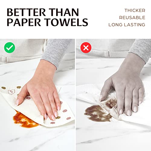 BELLE TERRE Roll-Up Dish Drying Rack & Swedish Dish Cloth Set - Space-Saving Sink Rack (17.5" x 12.8") with Utensil Tray & Reusable Absorbent Cloths - Solid Steel Construction & Cellulose Material