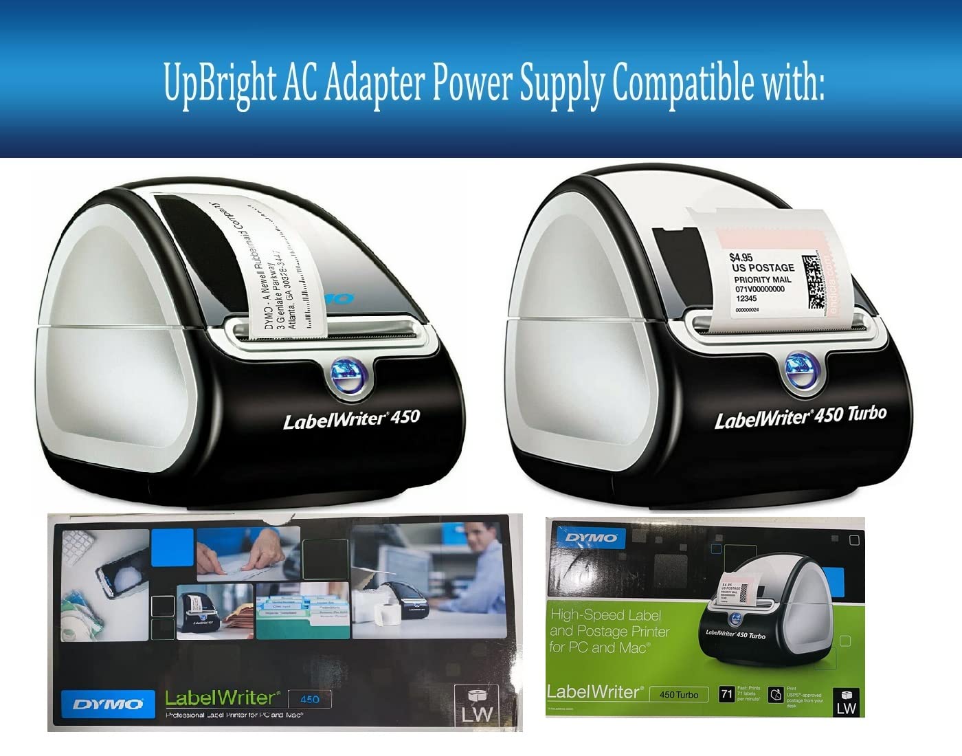 UpBright 24V AC/DC Adapter Compatible with Dymo Labelwriter LW 400 450 Series LW400 LW450 Turbo Pro Twin Duo LW450T 1750283 1752266 Label Writer Printer DSA-42PFC-24 2 240175 24VDC 1.75A Power Supply