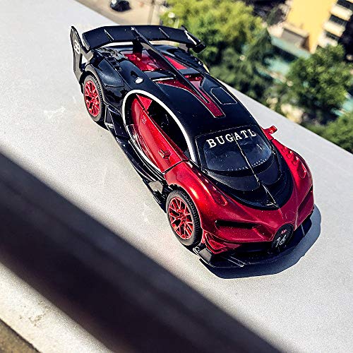 BDTCTK Bugatti Vision GT Supercar 1/32 Zinc Alloy Die Casting Pull Back Car Model Toy Sound and Light for Boy Girl Gift (red)