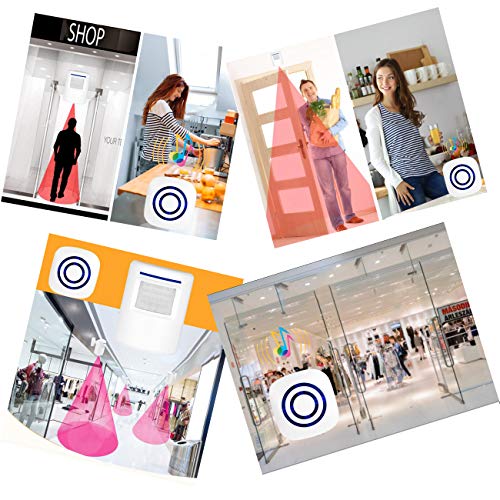Door Alarm, Motion Sensor Alarm, Infrared Alarms Wireless, Home Security Sensors with Detect Alert 5 Sensor and 2 Receiver -38 Chime Tunes - LED Indicators