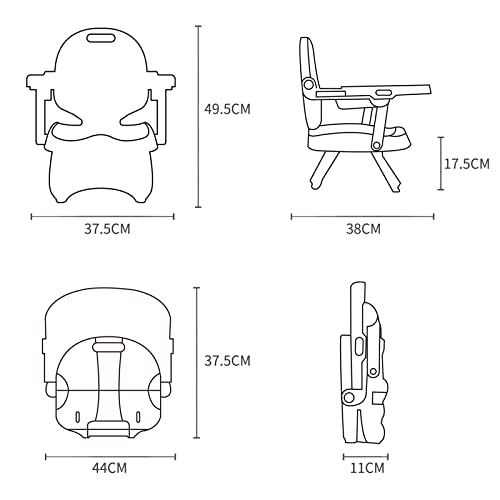 Bebamour Baby Booster Seat Grow with Pocket Snack Booster Seat for Dining Table with Removable Tray(Grey)