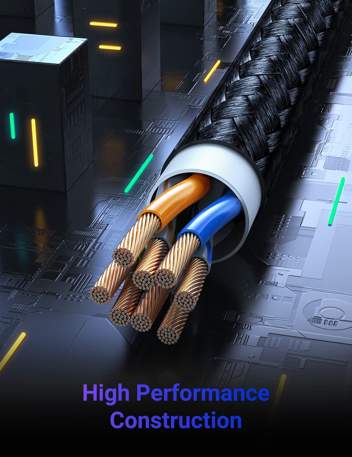 UGREEN Cat 6 Ethernet Cable Braided Cat6 Gigabit High Speed 1000Mbps Internet Cable RJ45 Shielded Network LAN Cord Compatible for PC PS5 PS4 PS3 Xbox Smart TV Router 6FT