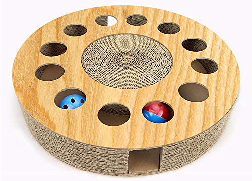MIAOXSEN Cat Toy with Sturdy Scratching Pads and 2 Jingly Balls for All Ages of Cats