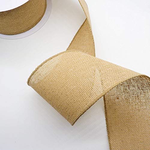 CT CRAFT LLC Burlap Wired Ribbon, 4inch x 20 Yards, Natural, Christmas, Home Decor, Gift Wrapping, Tree Topper Bow, Wreath, DIY Crafts