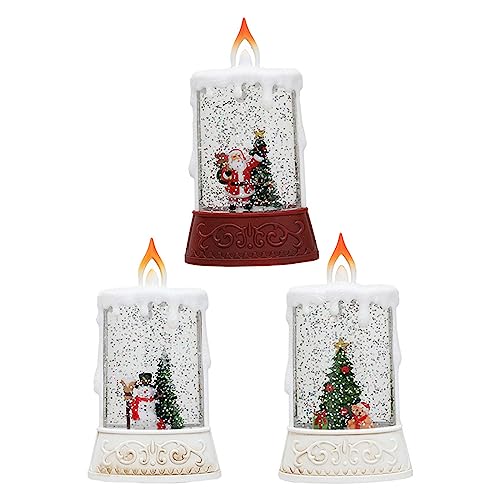 BELOWSYALER Christmas Bauble Christmas Snow Globe Candle Light Battery Operated Wind Lamps Sequins Water Injections Night Lights for Home Decorations