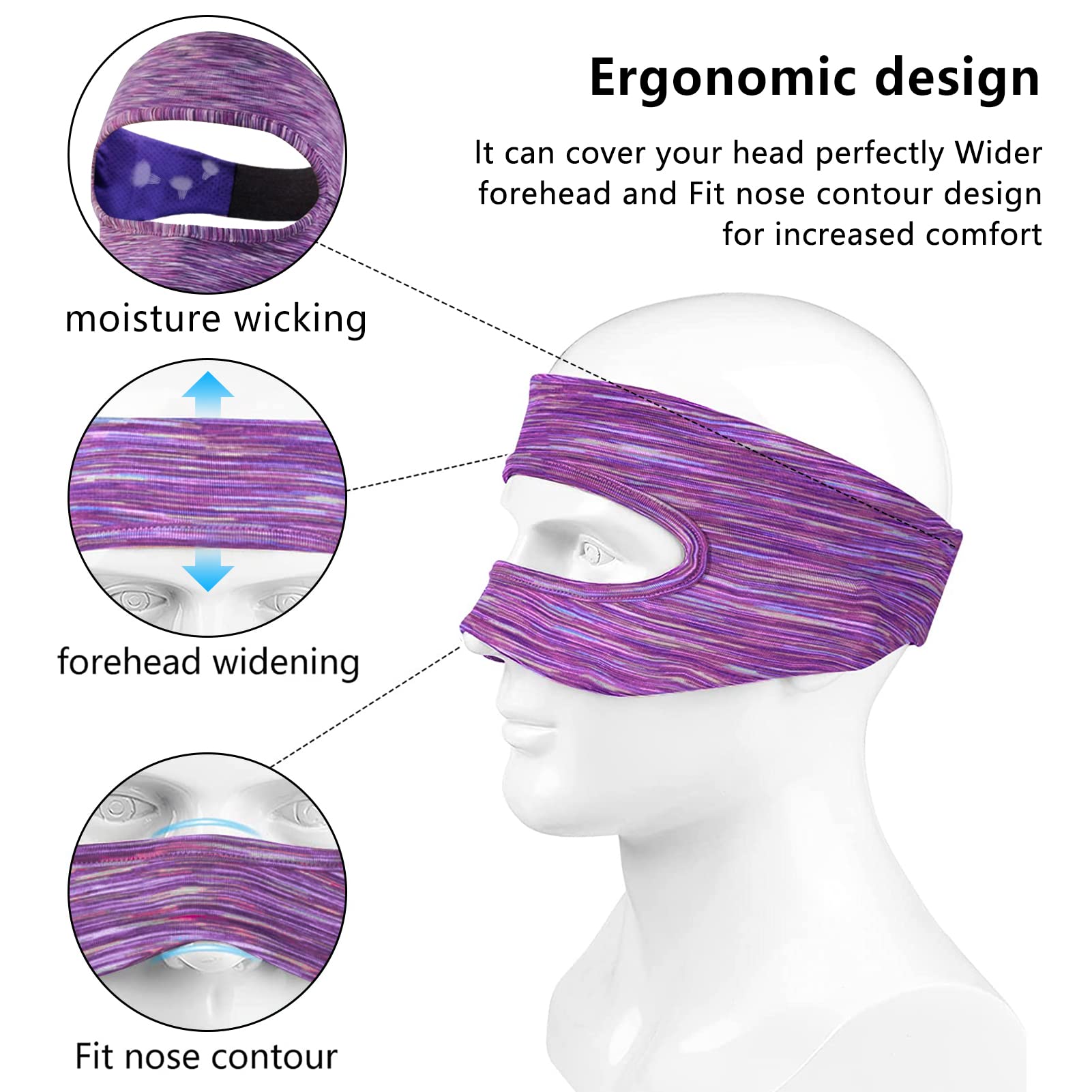 3PCS VR Masks Sweat Band Eye Mask Face Cover Breathable Elastic Sweat Band for Oculus ​Go Quest ​2 Virtual Reality Headsets VR Accessories for VR Workouts Use (Red Blue Purple)