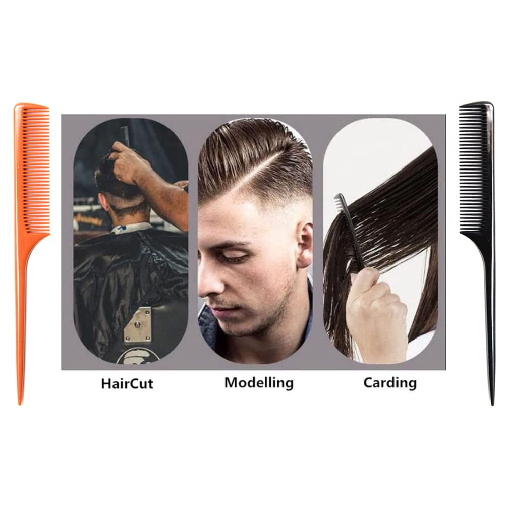 LUXXII (4 Pack) 9.25" Sturdy Rat Tail Comb Fine-tooth Hair Comb with Thin and Long Handle (Black and Brown)