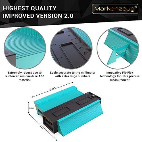 Markenzeug® Original Premium Contour Gauge – Improved Concept 2021 – Large Contour Measuring Machine and Marking Aid Tool– Duplicator Contour Knife, Profile Gauge Knife 130 mm for Laminate, Tiles & co