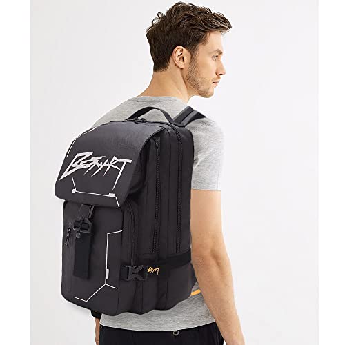 BE SMART Hiking Outdoor Travel Backpack with Cyberpunk Design, Water-Resistant Laptop Daypack Book Bag with Multi-Layer for Men & Woman (Black)