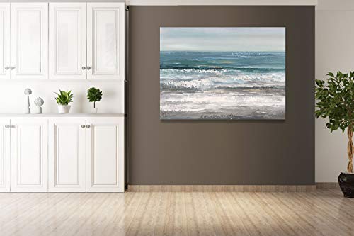 Yihui Arts Large Dinning Room Wall Art Hand Painted Modern Abstract Seascape Canvas Oil Painting Ocean Beach Coastal Picture Artwork for Home Decor