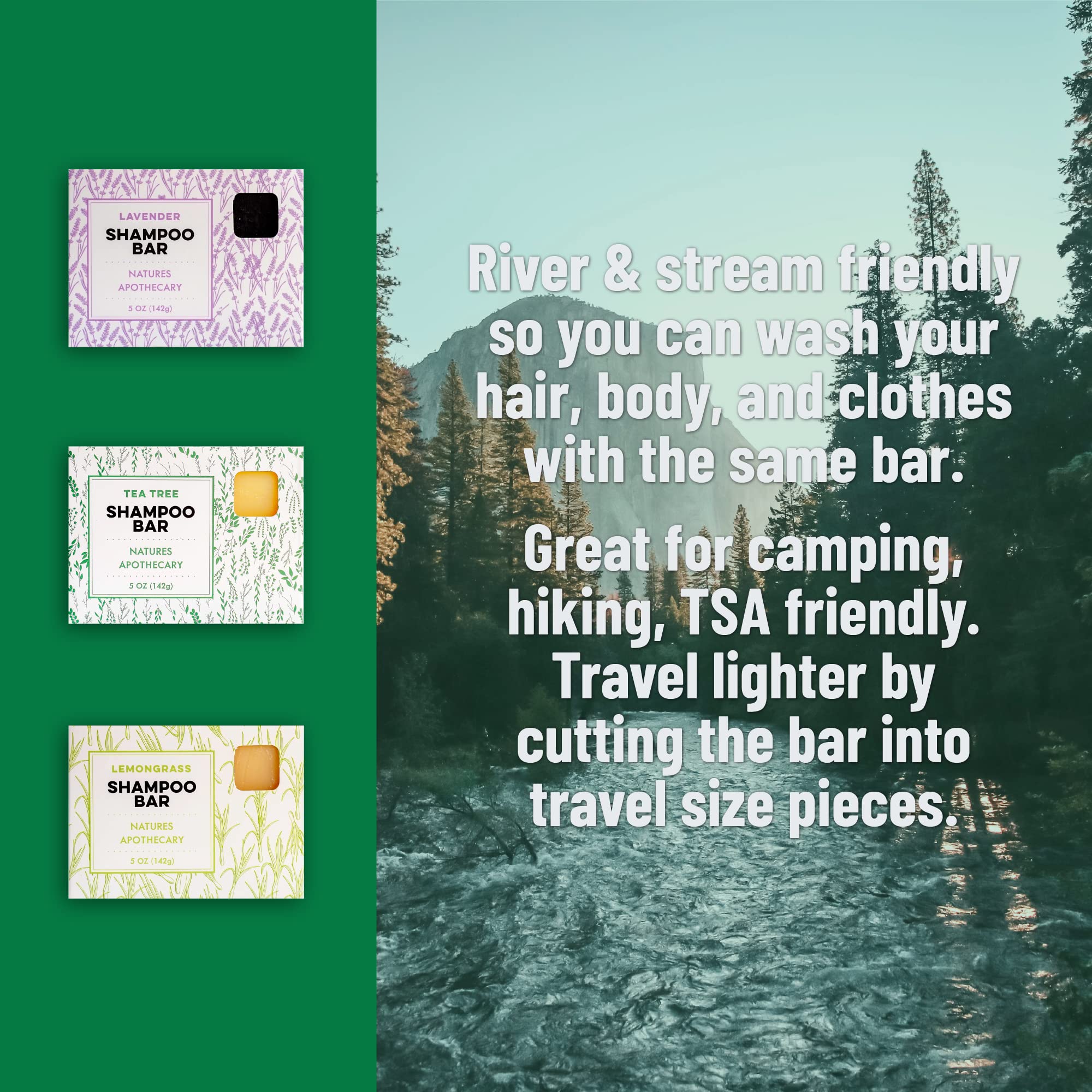 Nature's Apothecary Lemongrass Shampoo Bar - All-Natural, Handmade in USA - Eco-Friendly, Vegan - Sulfate-Free - All Hair Types - 5 oz.