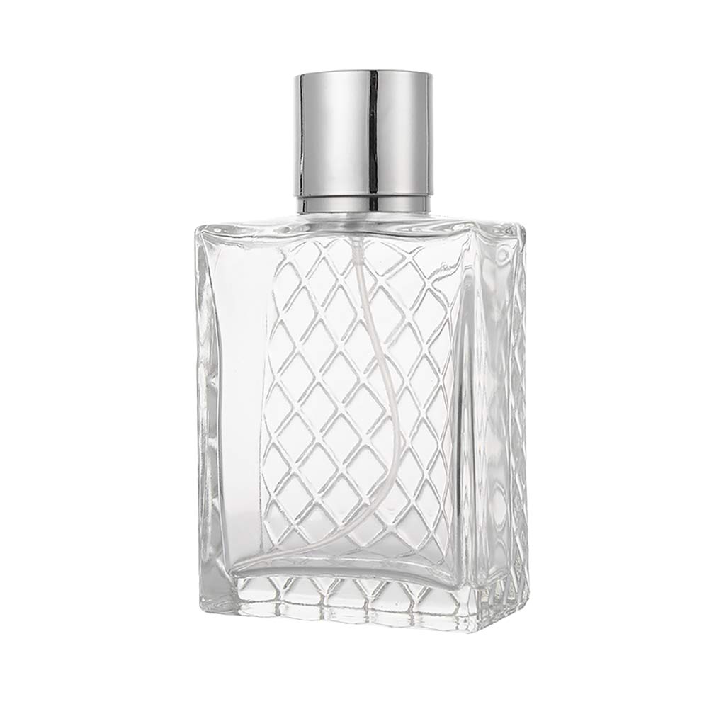 ccHuDE 100ml 3.4Oz Clear Glass Spray Bottles Empty Square Perfume Fine Mist Atomizer Refillable Essential Oil Container for Travel