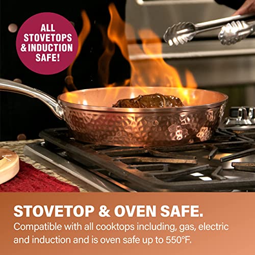 Gotham Steel Premium Hammered Cookware – 5 Piece Ceramic Cookware, Pots and Pan Set with Triple Coated Nonstick Copper Surface & Aluminum Composition for Even Heating, Oven, Stovetop & Dishwasher Safe