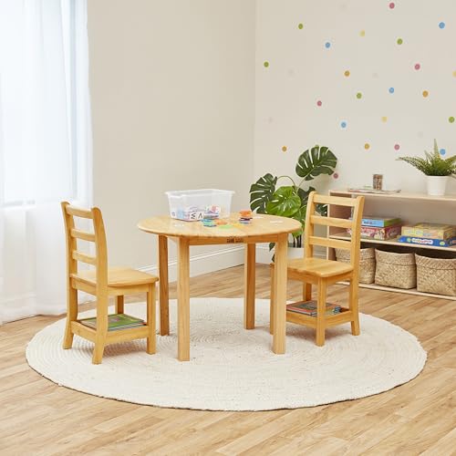ECR4Kids Three Rung Ladderback Chair with Storage, 12in Seat Height, Classroom Seating, Natural, 2-Pack