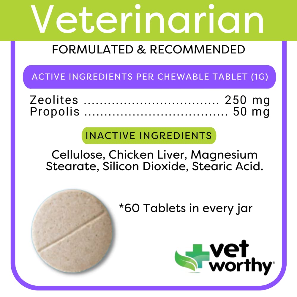 Vet Worthy Chewable Toothpaste - Dog Teeth Cleaning Chews with Propolis & Zeolites - Toothpaste for Dogs - Dog Tartar Remover for Teeth & Dog Chews for Cleaning Teeth - 60ct (Chicken Liver)