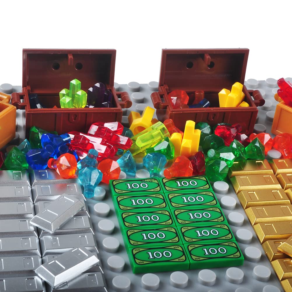 BAENRCY Treasure Accessories Set Building Blocks Bullion Money Gold Bar Jewelry Building Bricks Kit DIY Building Set Compatible All Major Brands(#A)